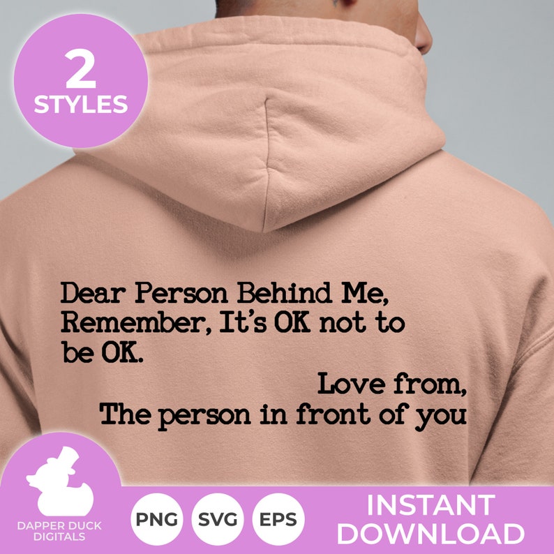 Dear Person Behind Me SVG, Cut File, PNG, You Are Enough SVG, Design ...