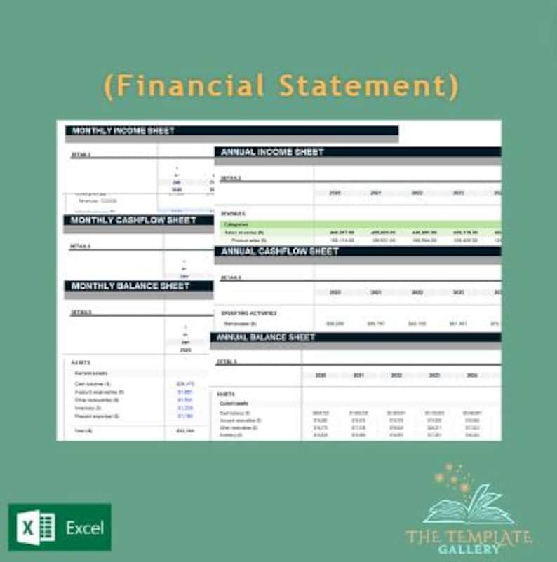 Financial Statement Template【excel】unlocked - Etsy