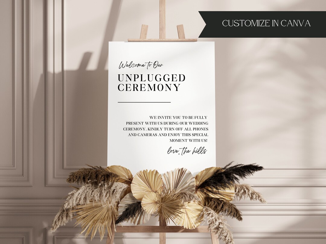 Refined Unplugged Ceremony Sign, Unplugged Wedding Sign, Custom Wedding ...