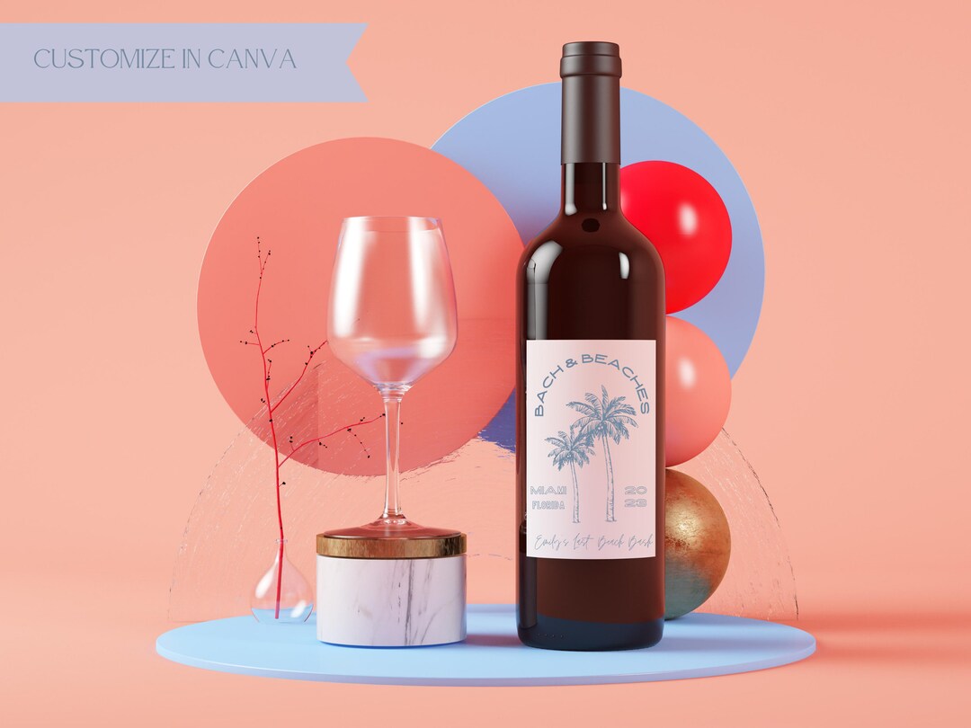 Beaches & Bachelorette Label, Custom Beach Bachelorette Wine Label ...