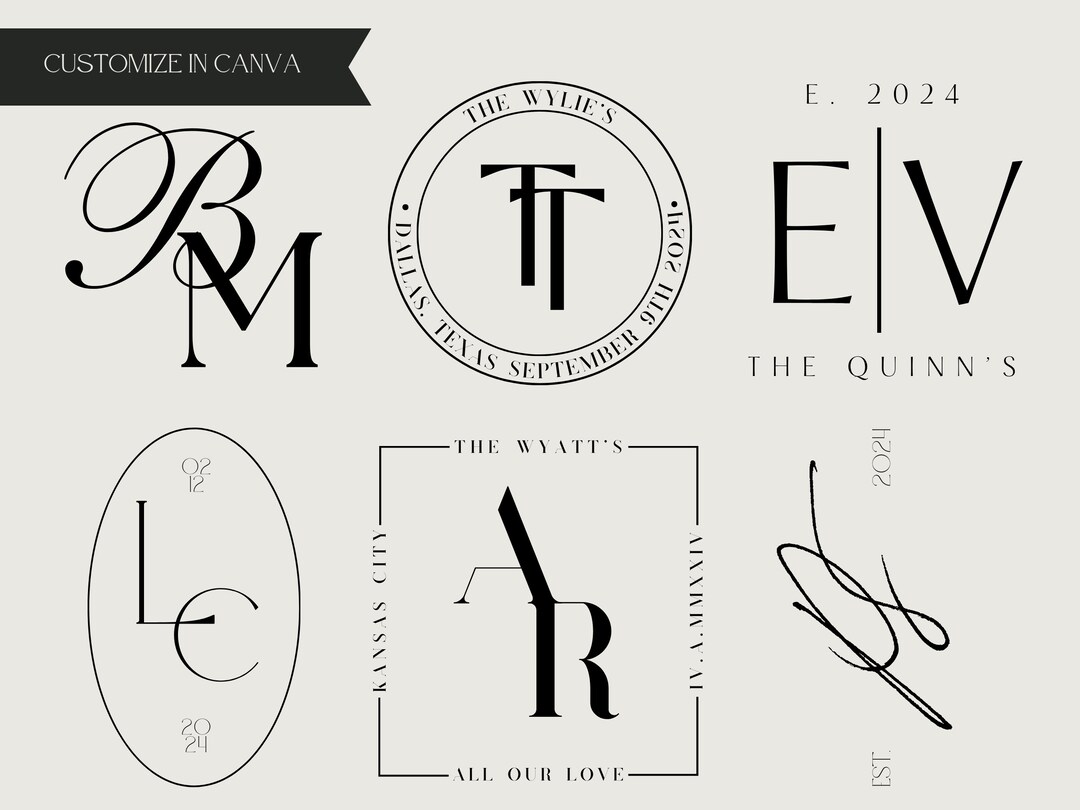 Initial Logo Set, Custom Wedding Logos, Simplistic Wedding Branding - Etsy