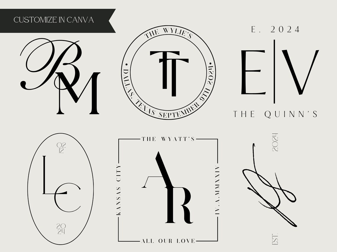 Initial Logo Set, Custom Wedding Logos, Simplistic Wedding Branding - Etsy