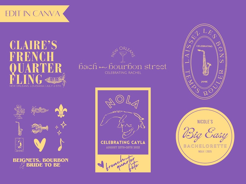 New Orleans Bachelorette Logo Set, Big Easy Bachelorette Party Logo ...