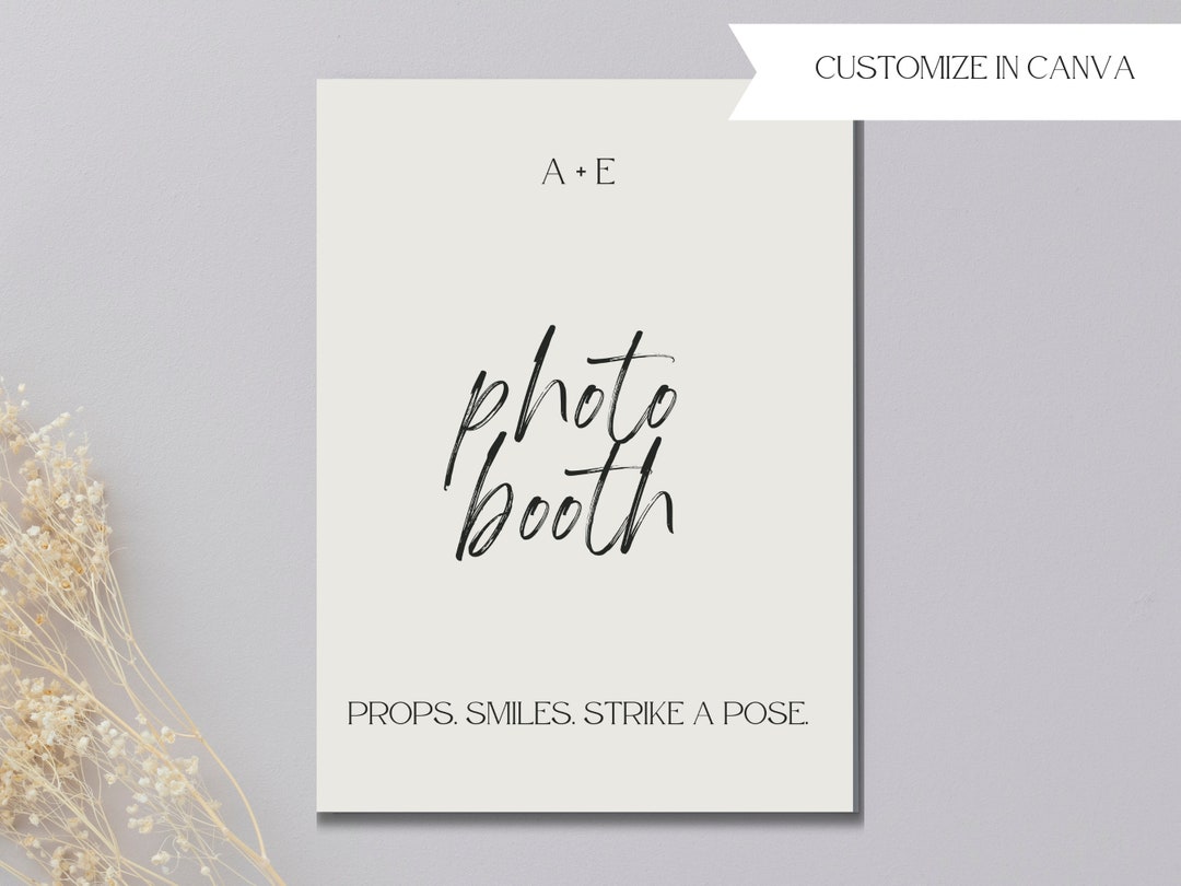 Photo Booth Sign Photo Booth Template Custom Photo Booth Sign Minimal ...