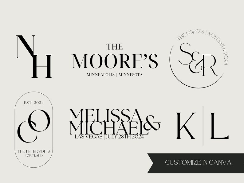 Simple Wedding Logo, Modern Wedding Branding, Custom Wedding Logos - Etsy