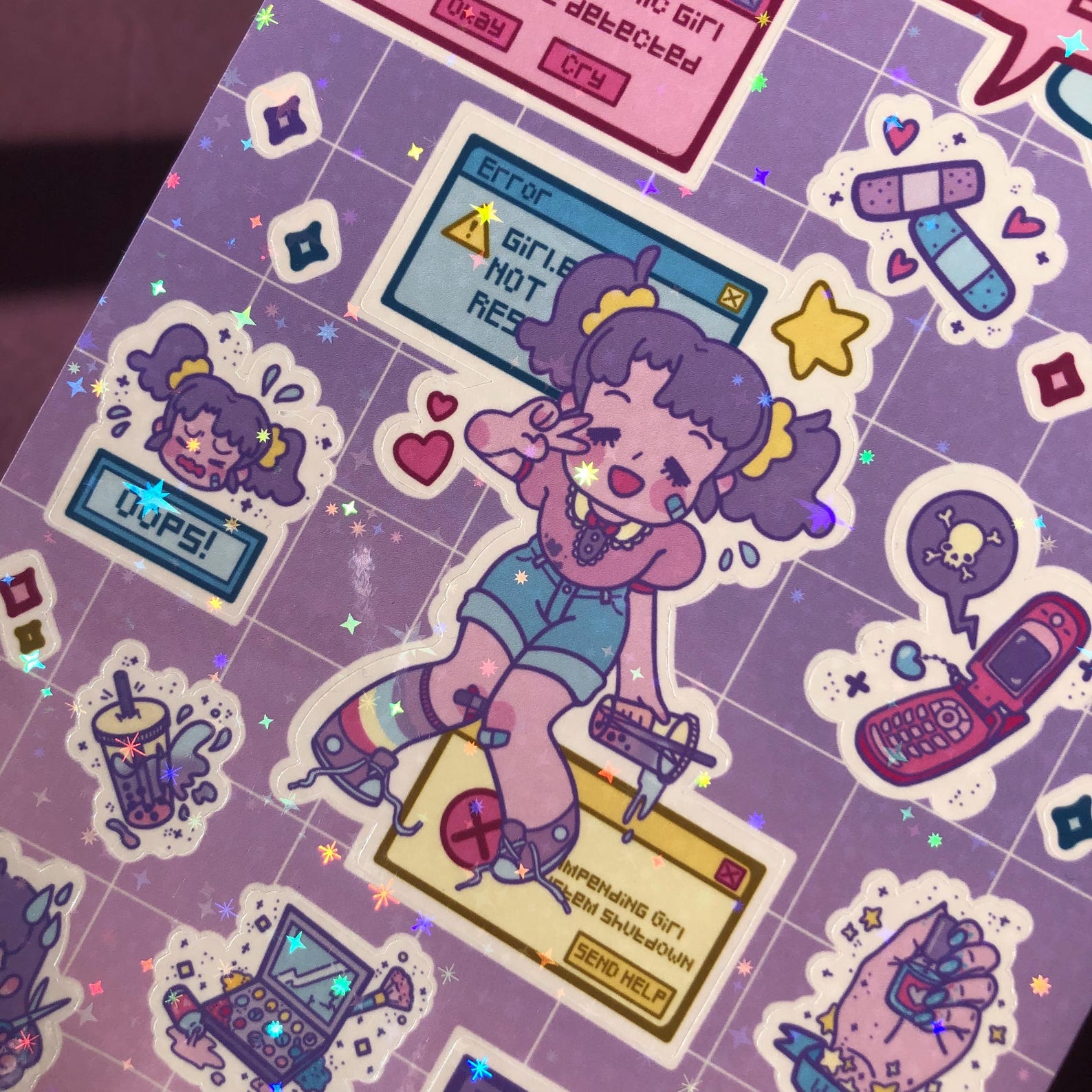 Girl Failure Holographic Sticker Sheet: Kawaii Laptop Stickers - Etsy