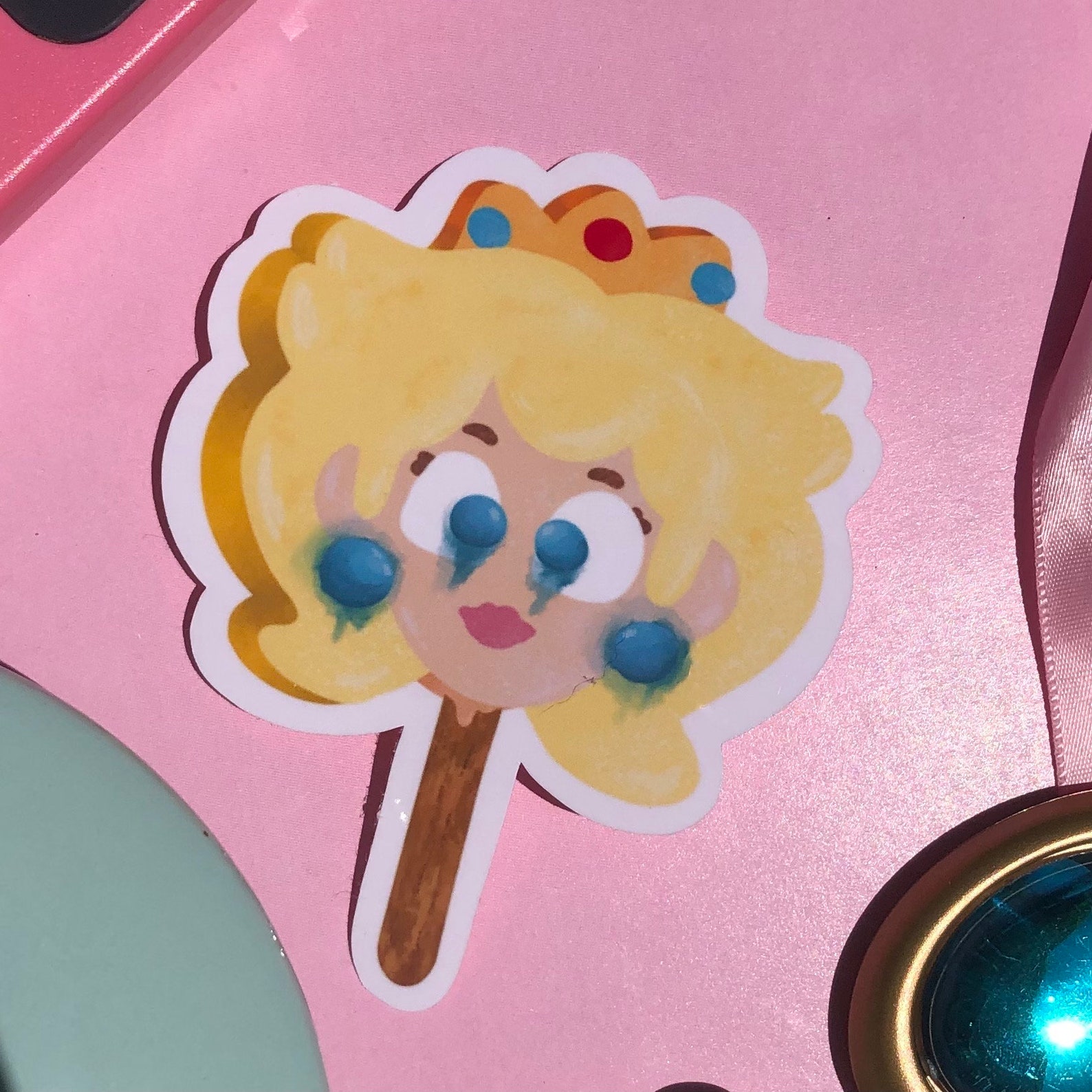 Princess Peach Popsicle Sticker | Waterproof Mario Game Art - Etsy
