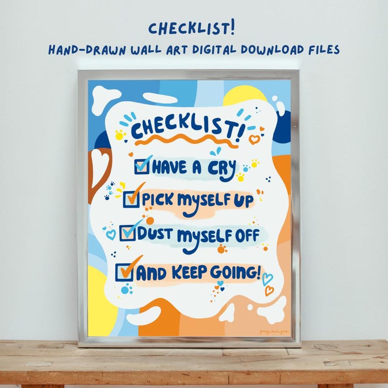 DIGITAL DOWNLOAD | Bluey Checklist Wall Art | Motivational Poster Files ...