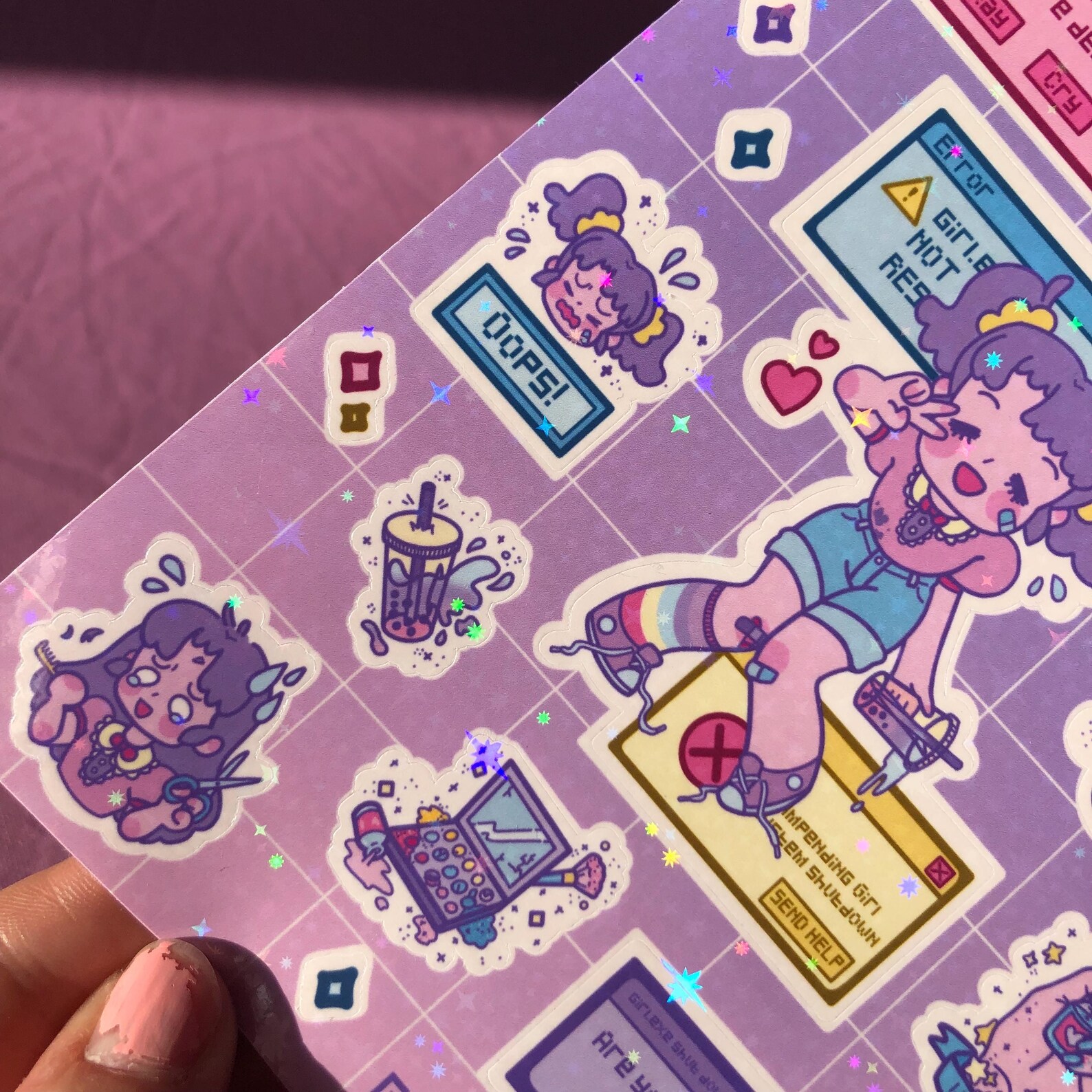 Girl Failure Holographic Sticker Sheet: Kawaii Laptop Stickers - Etsy