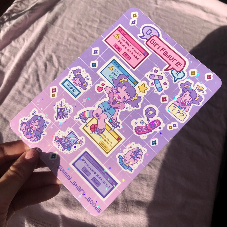 Girl Failure Holographic Sticker Sheet: Kawaii Laptop Stickers - Etsy