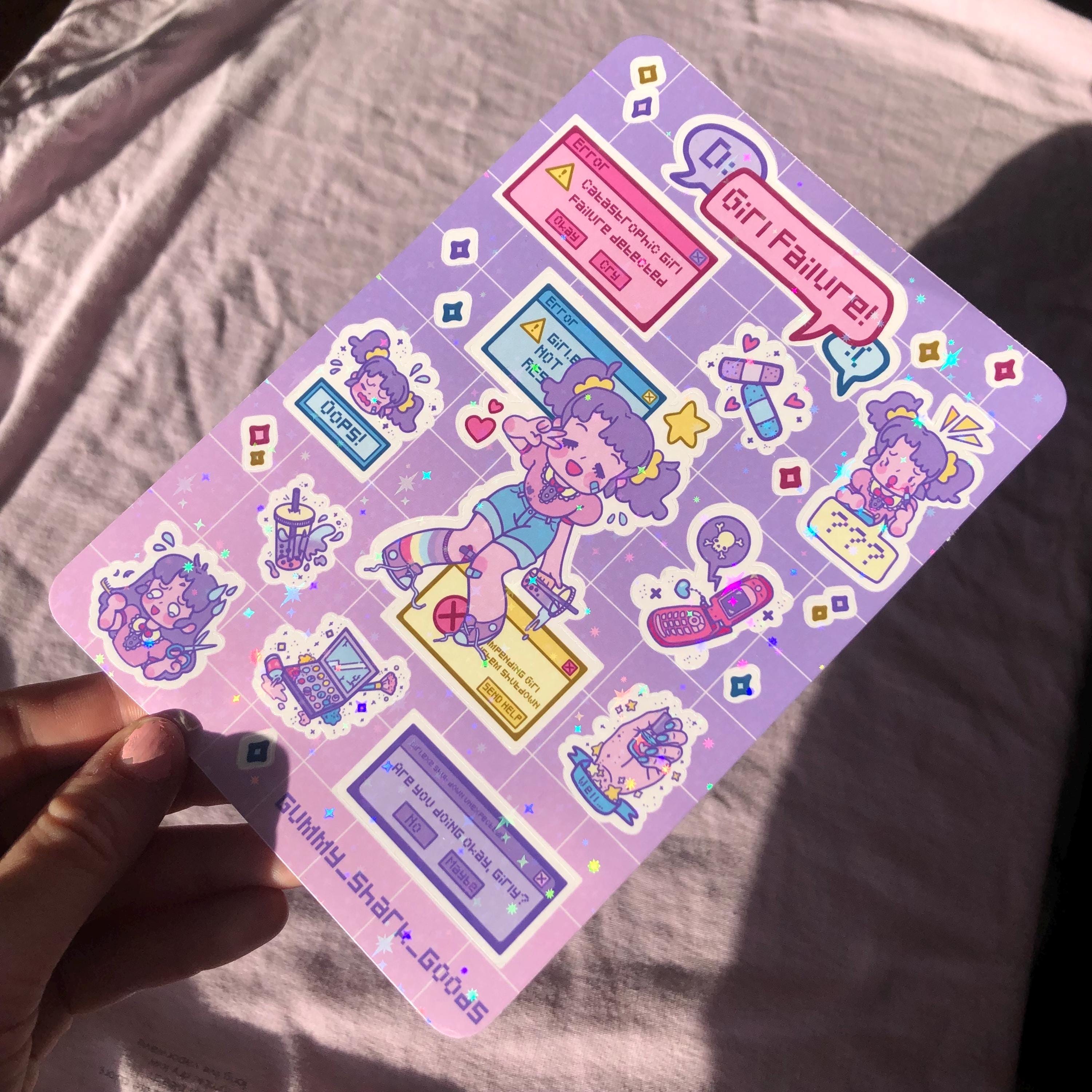 Girl Failure Holographic Sticker Sheet: Kawaii Laptop Stickers - Etsy