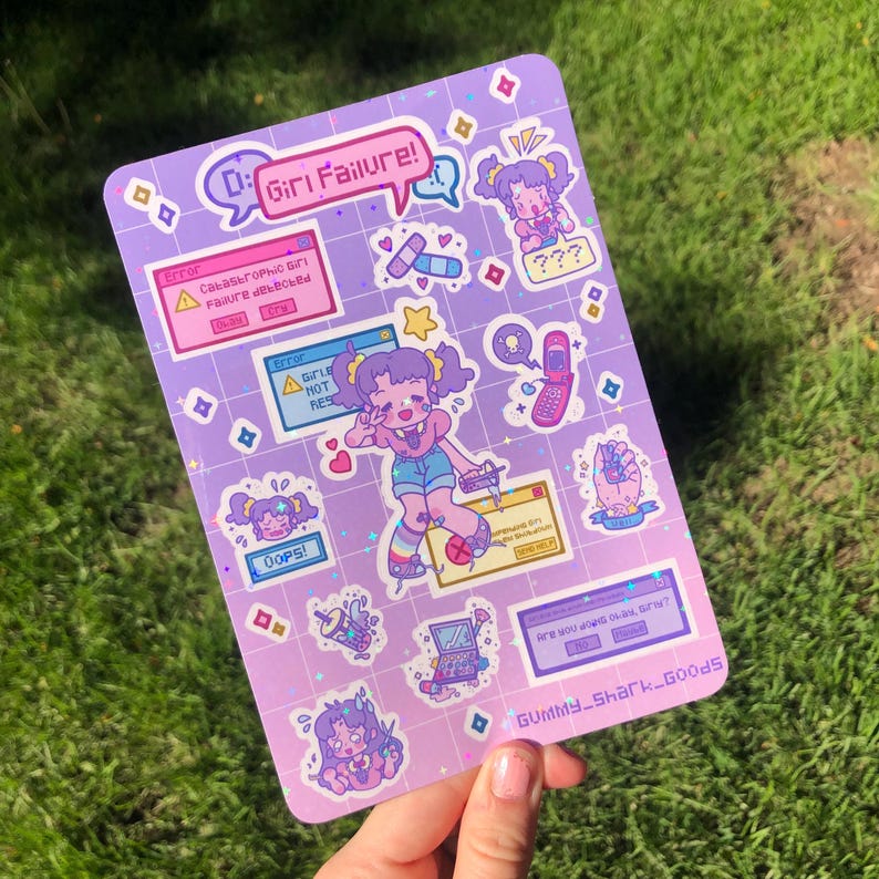 Girl Failure Holographic Sticker Sheet: Kawaii Laptop Stickers - Etsy