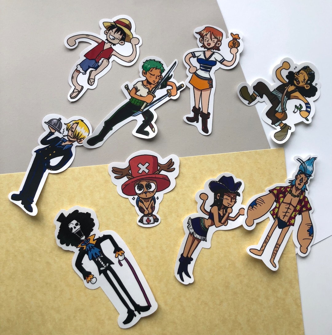 Funny Anime Pirate Stickers: Hand-drawn, Water-resistant (4x1 Inch) - Etsy