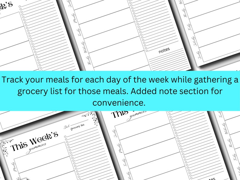 Weekly Meal Planner Grocery List Note Tracker Grocery - Etsy