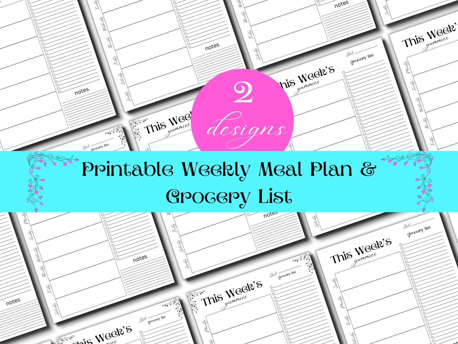 Weekly Meal Planner Grocery List Note Tracker Grocery - Etsy