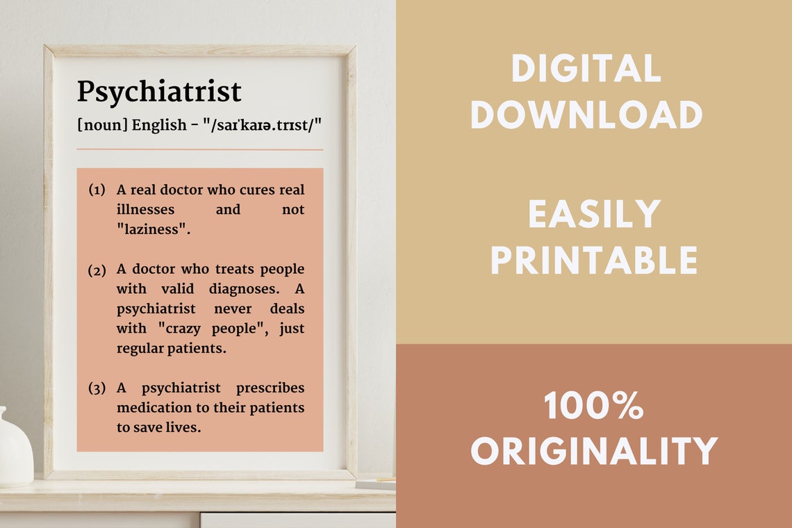 Psychiatrist Poster Digital Room Decor Mental Health Awareness Gift ...