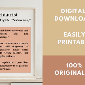 Psychiatrist Poster Digital Room Decor Mental Health Awareness Gift ...