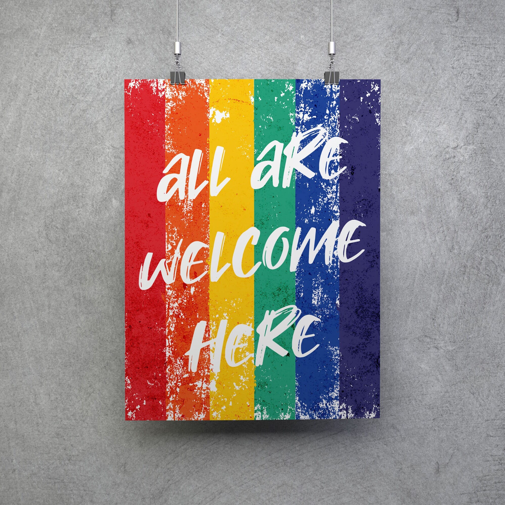 All Are Welcome Here Poster Inclusive LGBTQ Print Safe Space Poster ...
