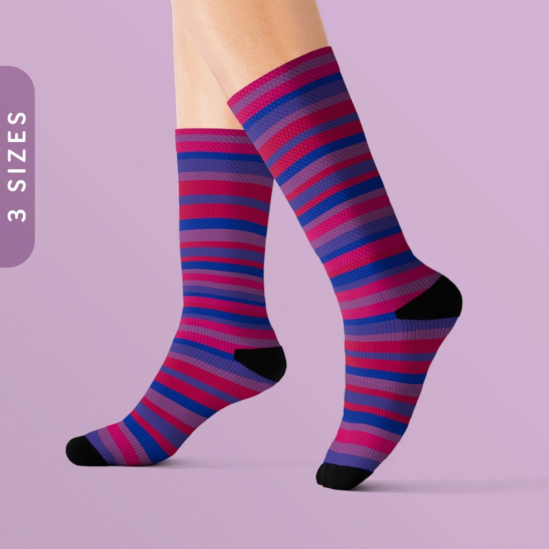 Bisexual Pride Socks | Bisexual Flag Stripes Sublimation Socks | Bi ...