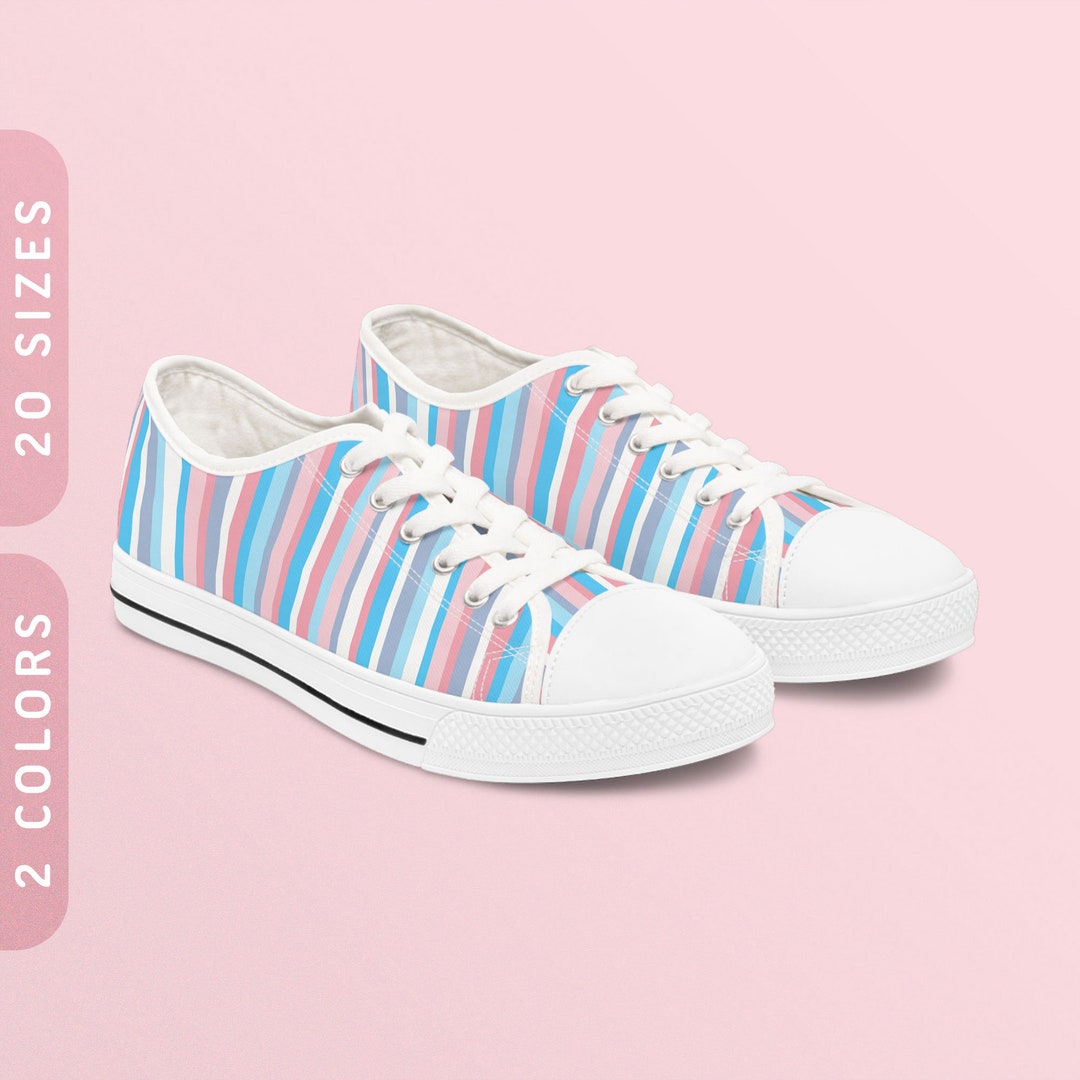 Trans Pride Flag Stripes Sneakers | Low Top Trans Men's & Trans Women's ...