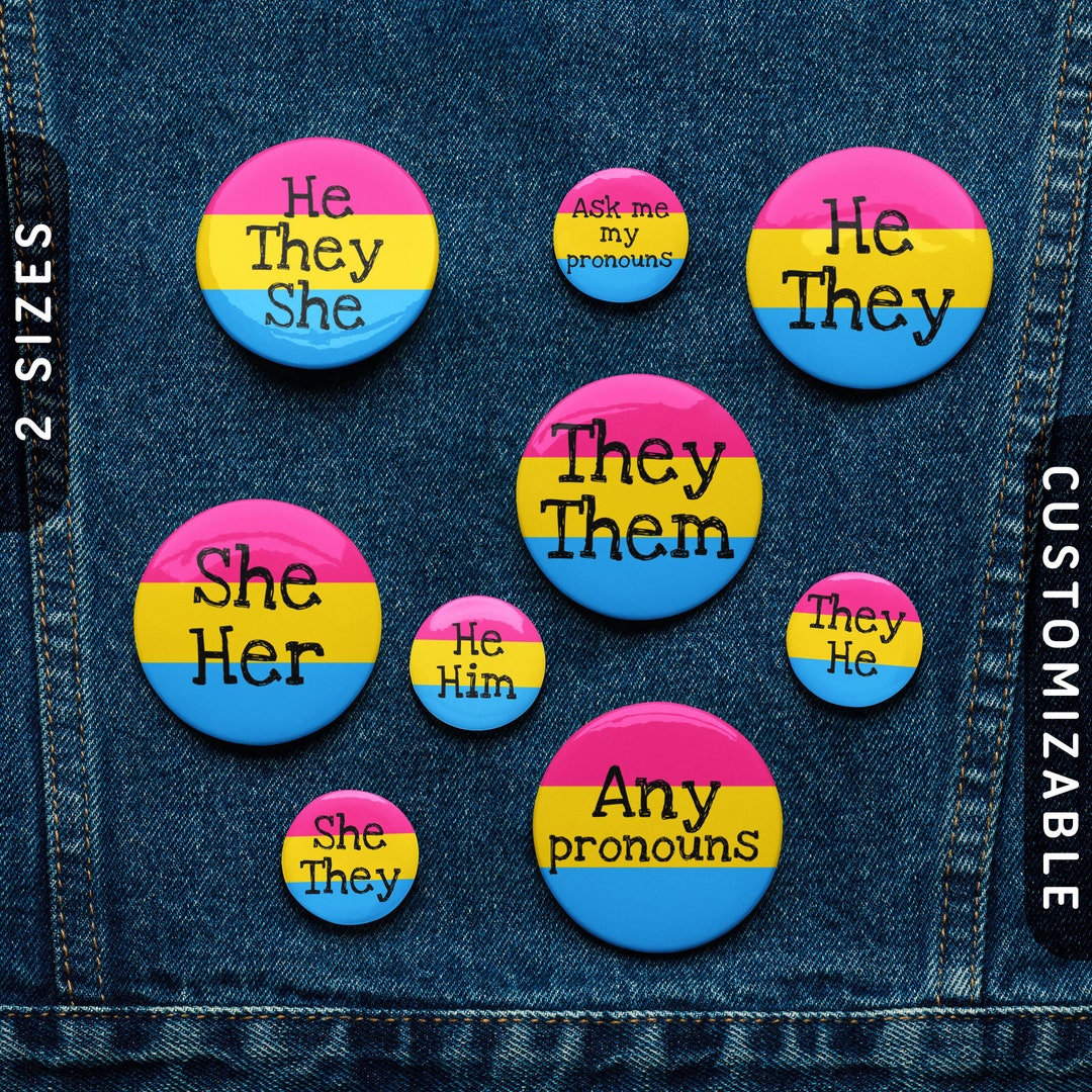 Personalized Pansexual Pin Buttons | Custom Pronouns for Pride - Etsy