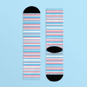 Trans Pride Socks Transgender Flag Stripes Sublimation Socks ...
