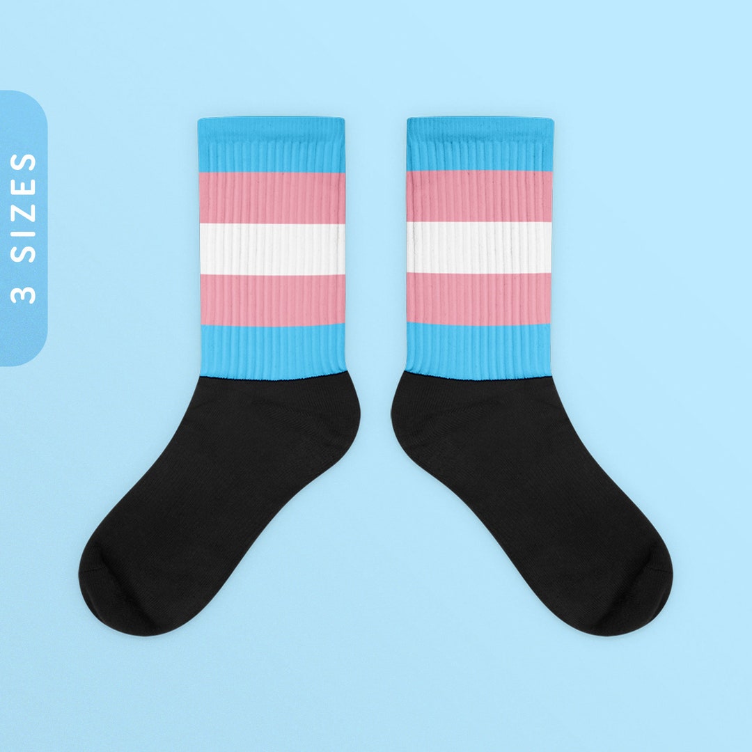 Transgender Flag Color Socks | Black Foot Sublimated Socks | LGBTQ ...