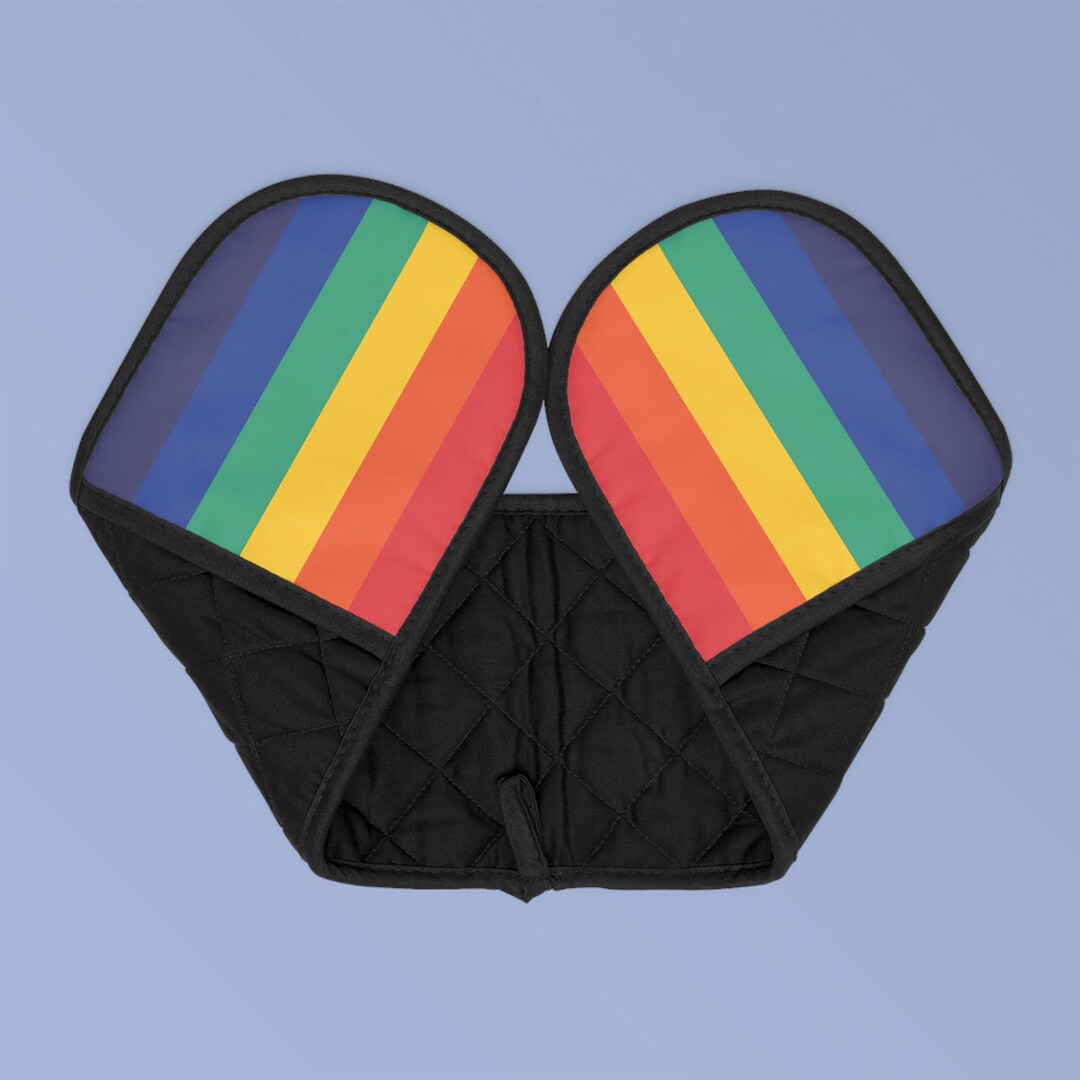 Rainbow Oven Mitts | Pot Holder | LGBTQ Oven Mitts | Gay, Lesbian, Bi ...