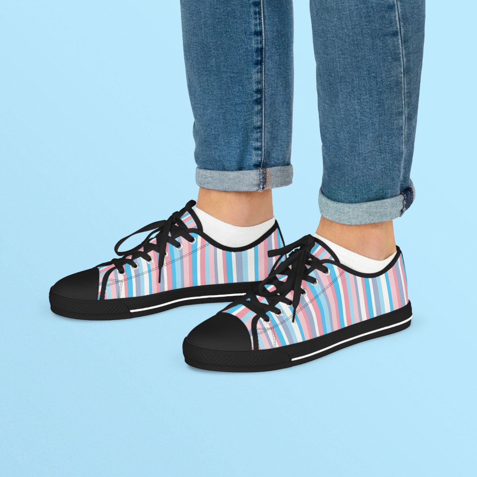 Trans Flag Stripes Sneakers | Low Top Transgender Pride Shoes - Etsy
