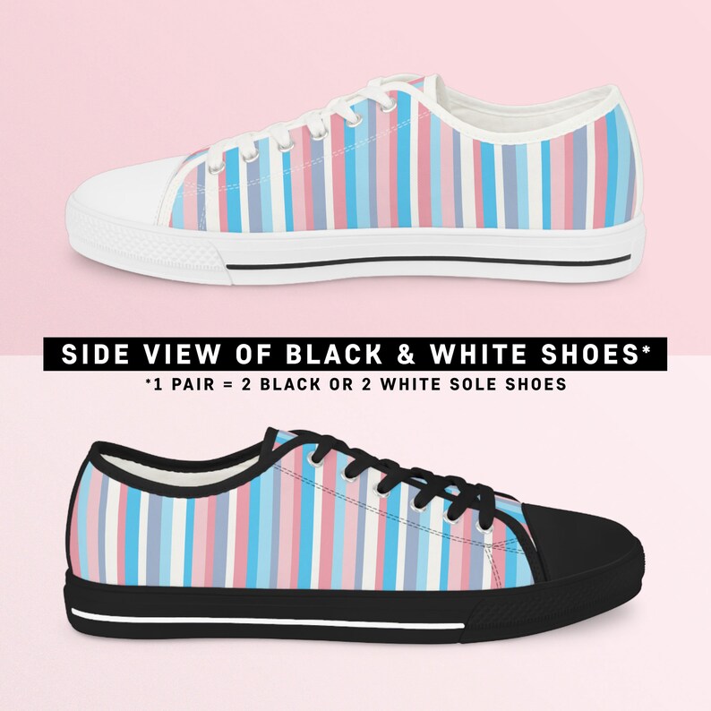 Trans Flag Stripes Sneakers | Low Top Transgender Pride Shoes - Etsy