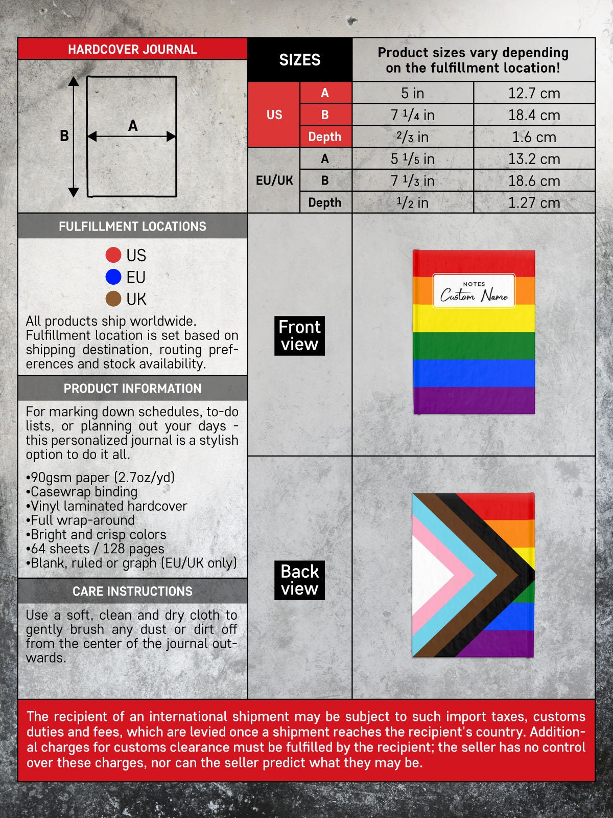 Personalized Progress Pride Flag Journal Customizable Hardcover ...
