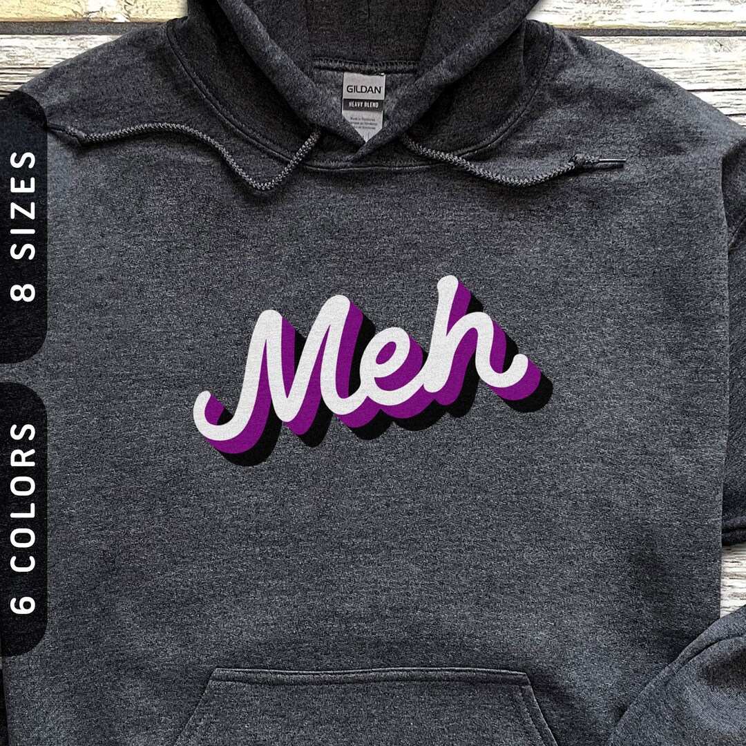 Meh Hoodie Subtle Asexual Flag Colors Pullover Hoodie Funny Sarcasm ...