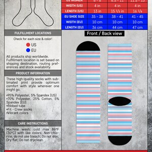 Trans Pride Socks Transgender Flag Stripes Sublimation Socks ...