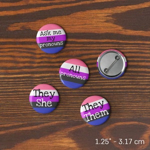 Genderfluid Pronoun Pin Buttons | Genderfluid Pride Flag Tin Pins ...