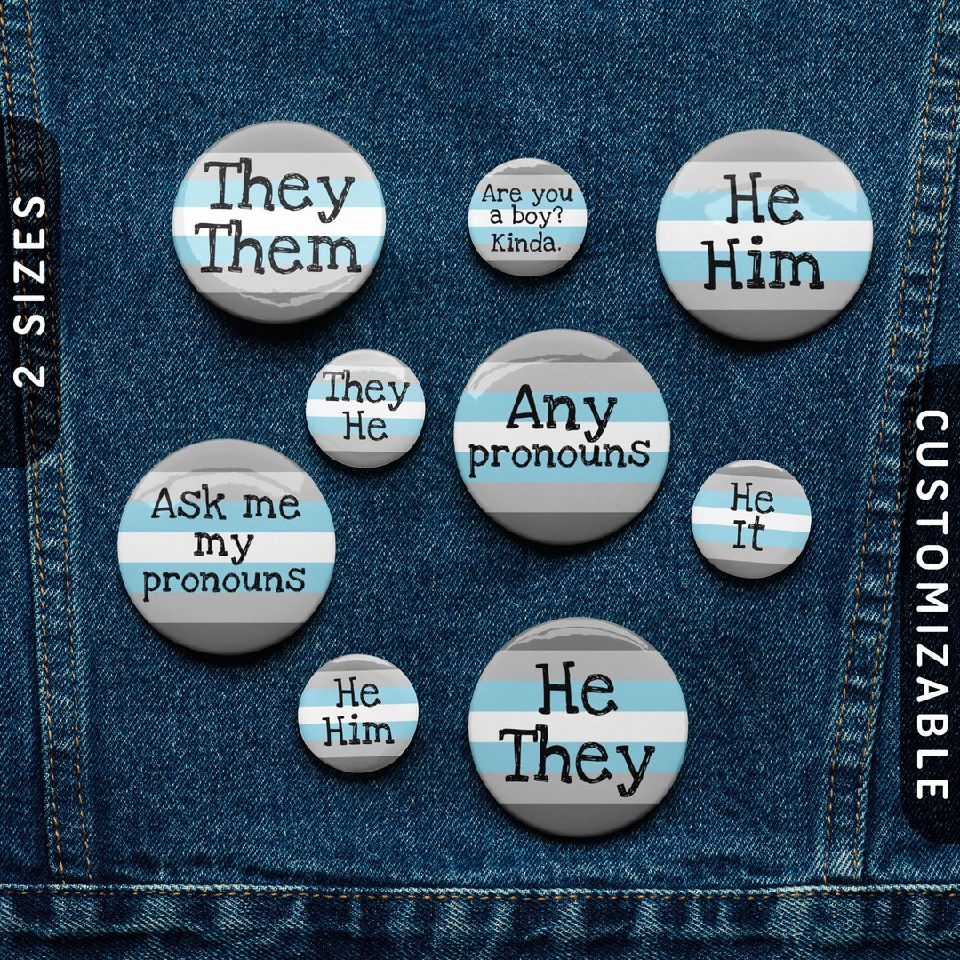 Personalized Demiboy Pin Buttons | Custom Pronouns for Pride - Etsy