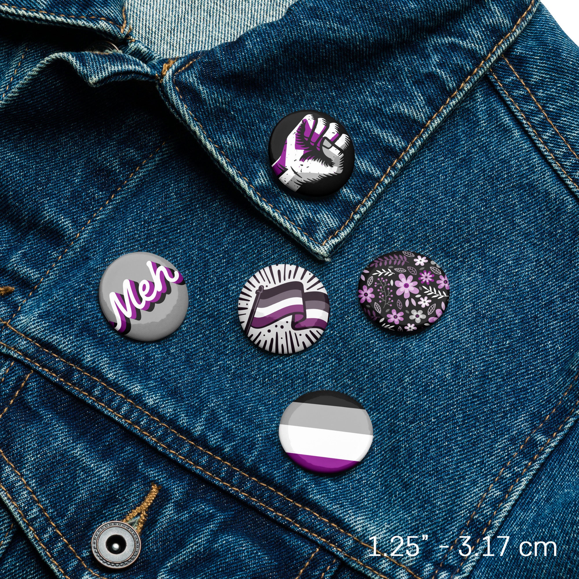 Subtle Asexual Pin Buttons Set of 5 Asexual Pins Ace Tin Pins Asexual ...