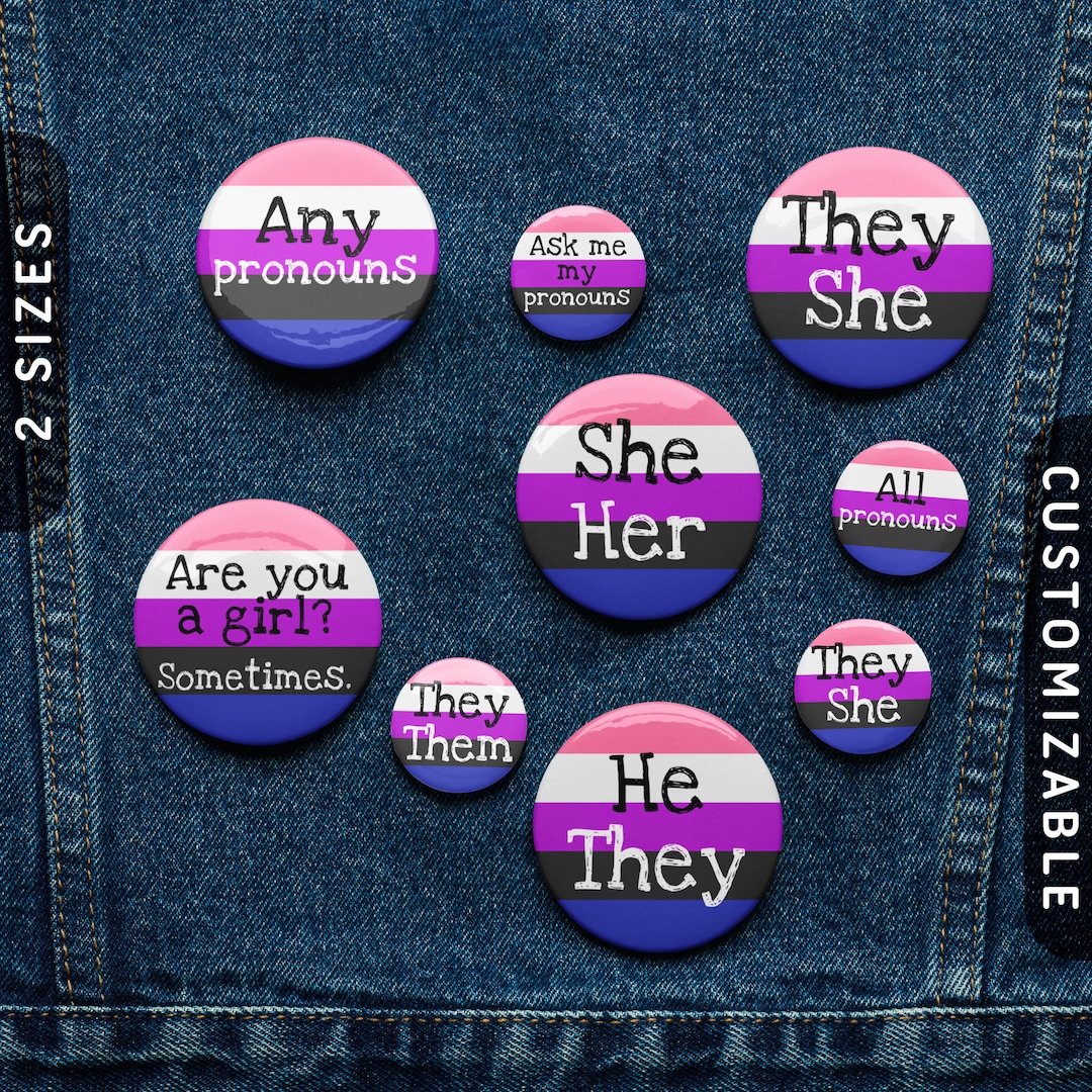 Genderfluid Pronoun Pin Buttons | Genderfluid Pride Flag Tin Pins ...