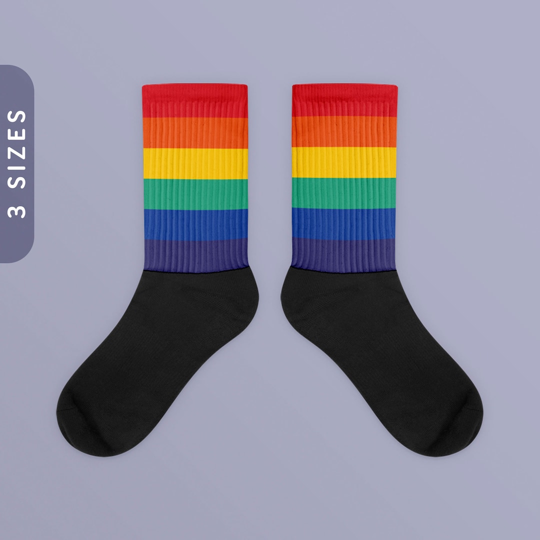 Rainbow Socks | Black Foot Sublimated Socks | LGBTQ Pride Socks | Gay ...