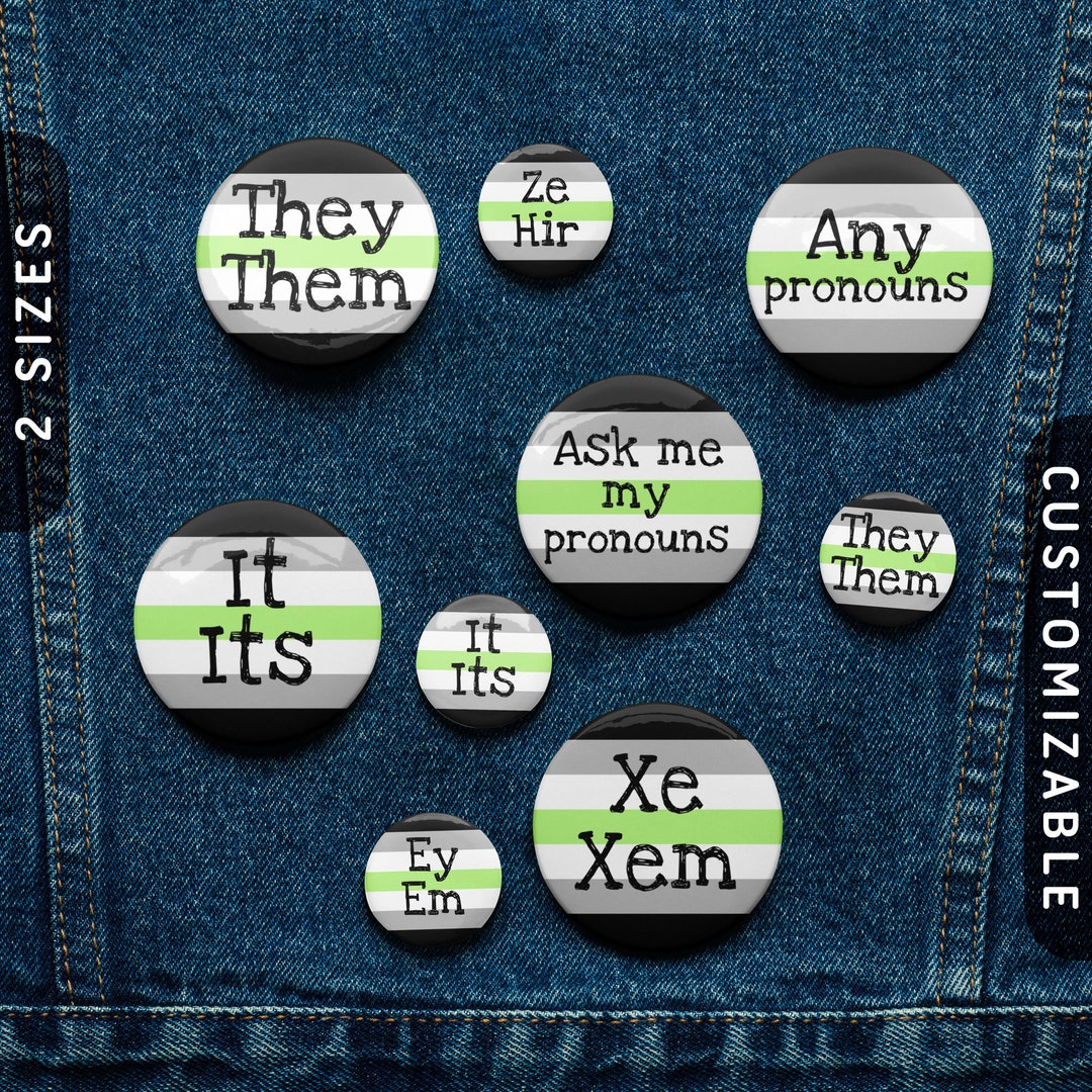 Personalized Agender Pin Buttons | Custom Pronouns for Pride - Etsy