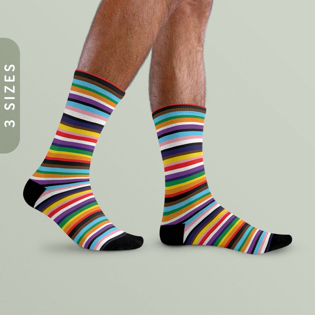 Progress Pride Socks | Progressive Pride Flag Stripes Sublimation Socks ...