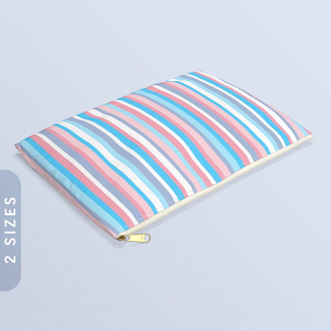 Trans Pride Flag Stripes Accessory Pouch | Transgender Flag Color Zip ...