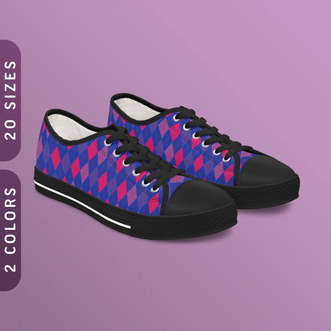 Bisexual Argyle Pattern Sneakers | Low Top Bi Pride Shoes - Etsy