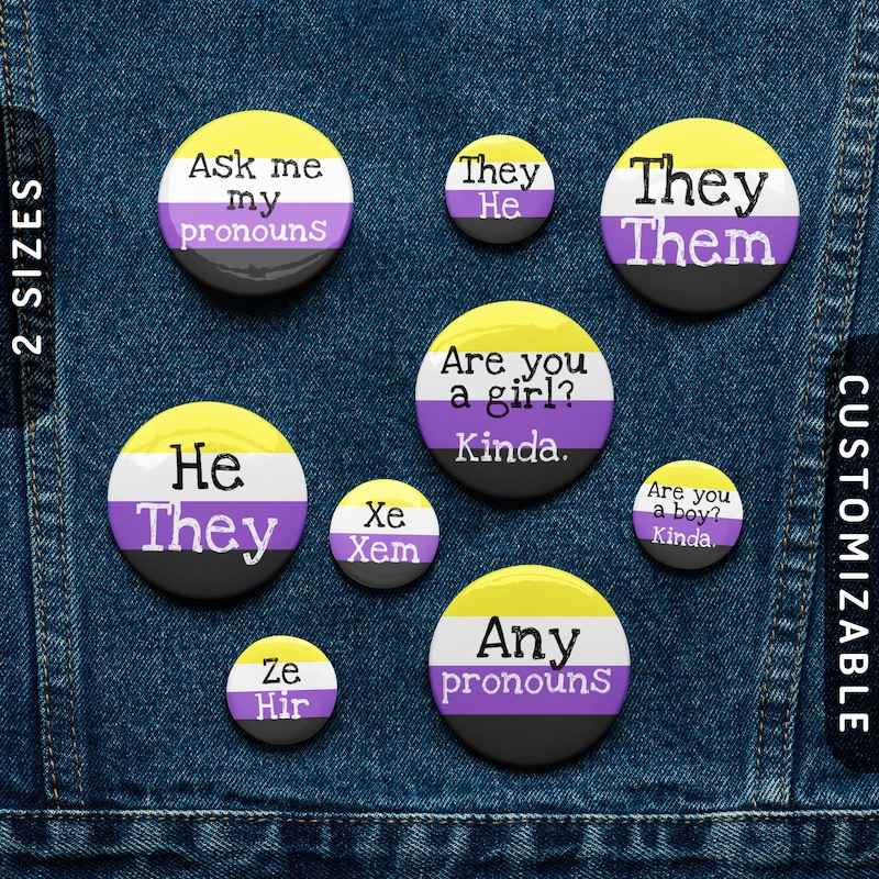 Pronoun Pins - Etsy