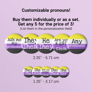 Personalized Nonbinary Pin Buttons | Custom Pronouns for Pride - Etsy