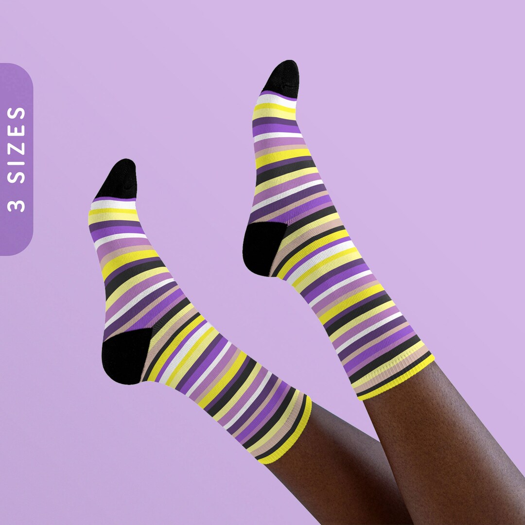 Nonbinary Pride Socks | Nonbinary Pride Flag Stripes Sublimation Socks ...