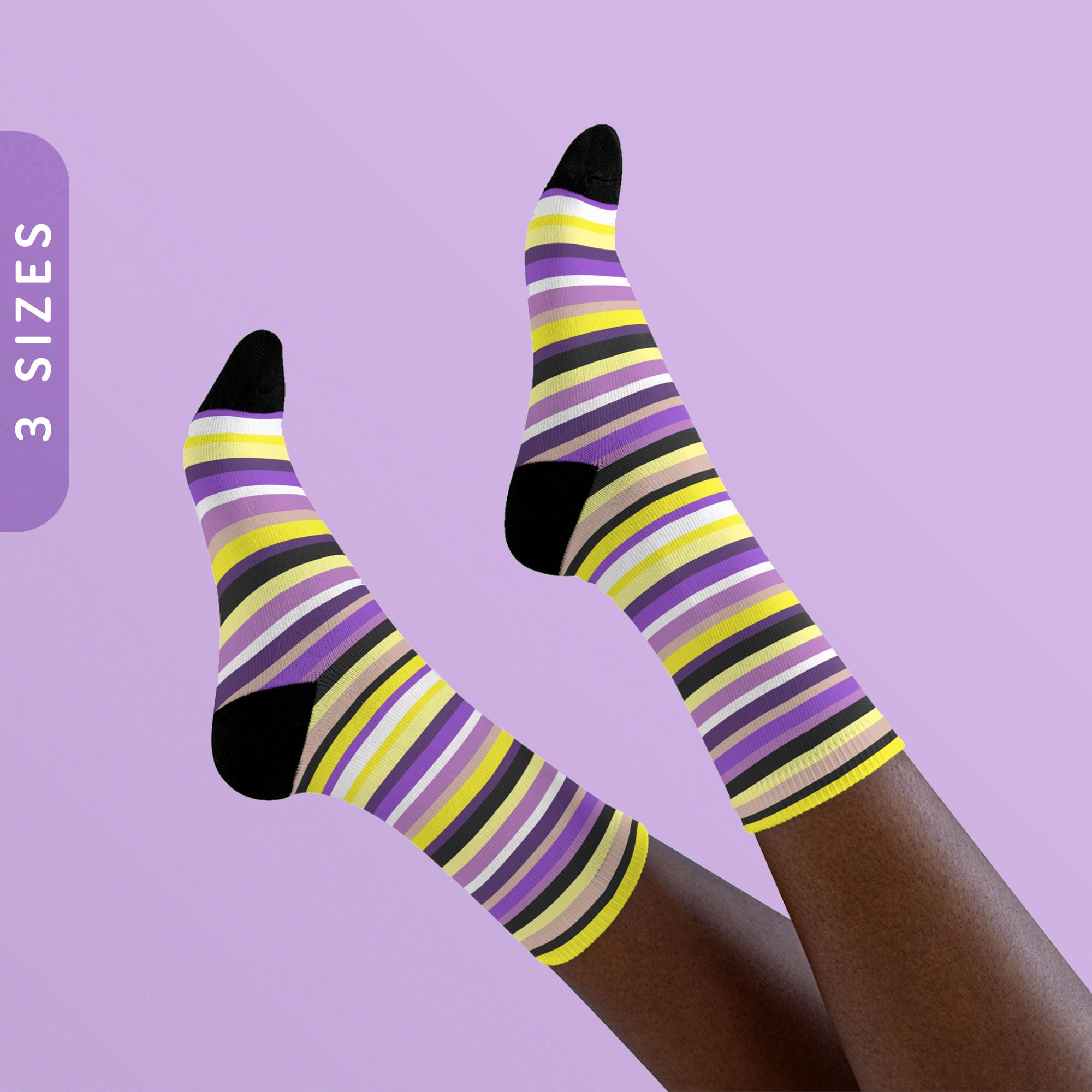 Nonbinary Pride Socks Nonbinary Pride Flag Stripes Sublimation Socks LGBTQ Non-binary Enby NB ...