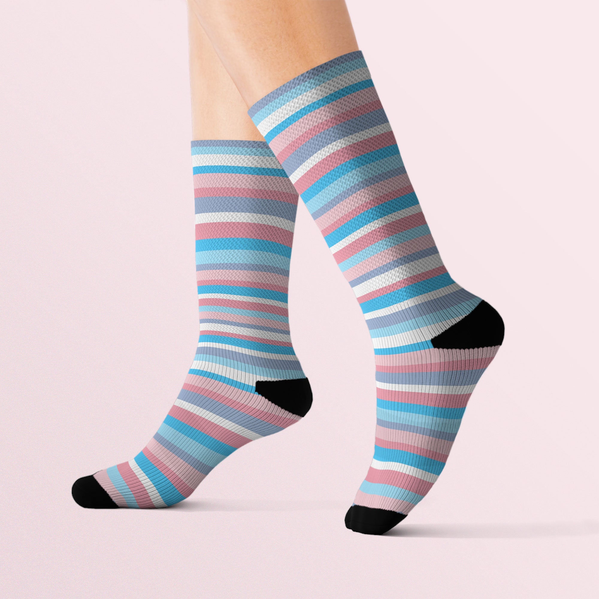 Trans Pride Socks Transgender Flag Stripes Sublimation Socks ...
