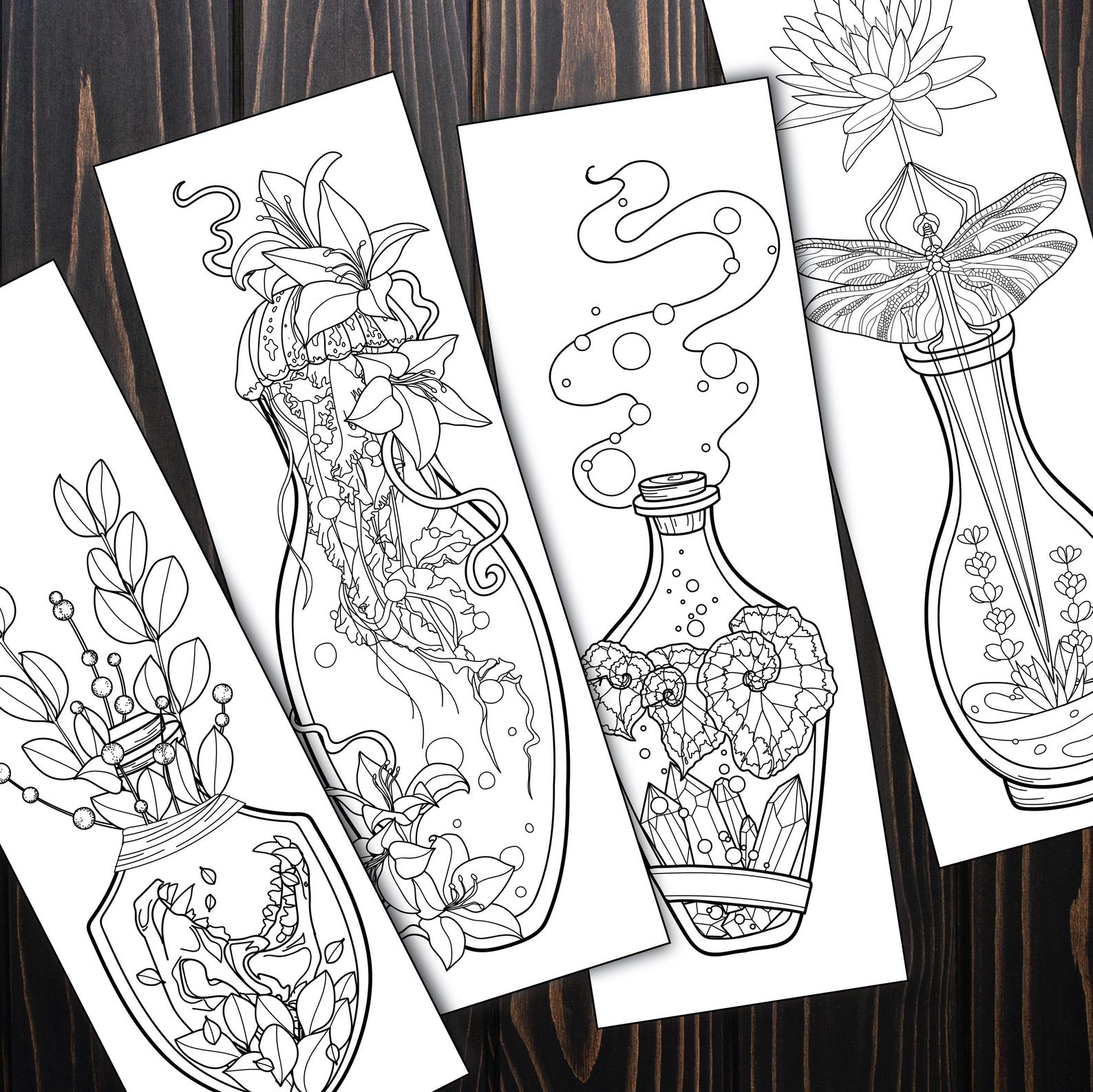 Set of 16 Printable Bookmarks of Witchy Magic Potions Elixirs Jars ...