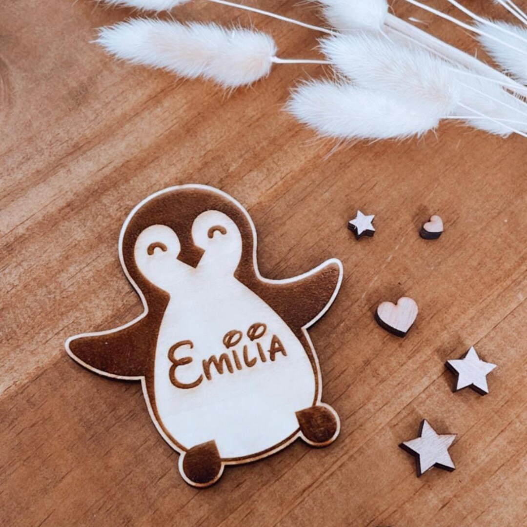 Personalized Wooden Penguin Magnet, Fridge Magnet With Engraved Name ...