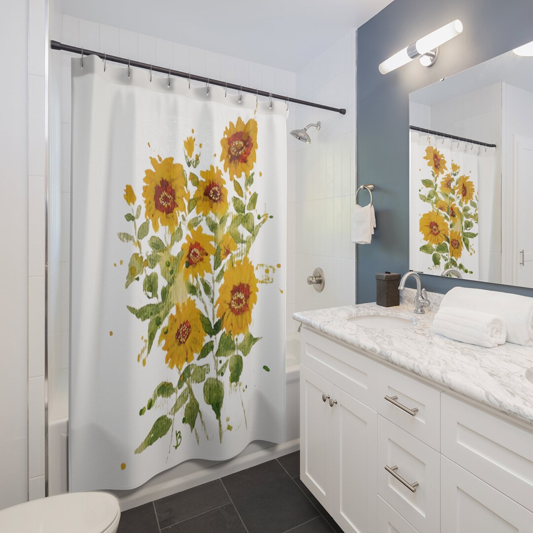Sunflower Bouquet Shower Curtain | 71x74 Inches | Original Art Print ...
